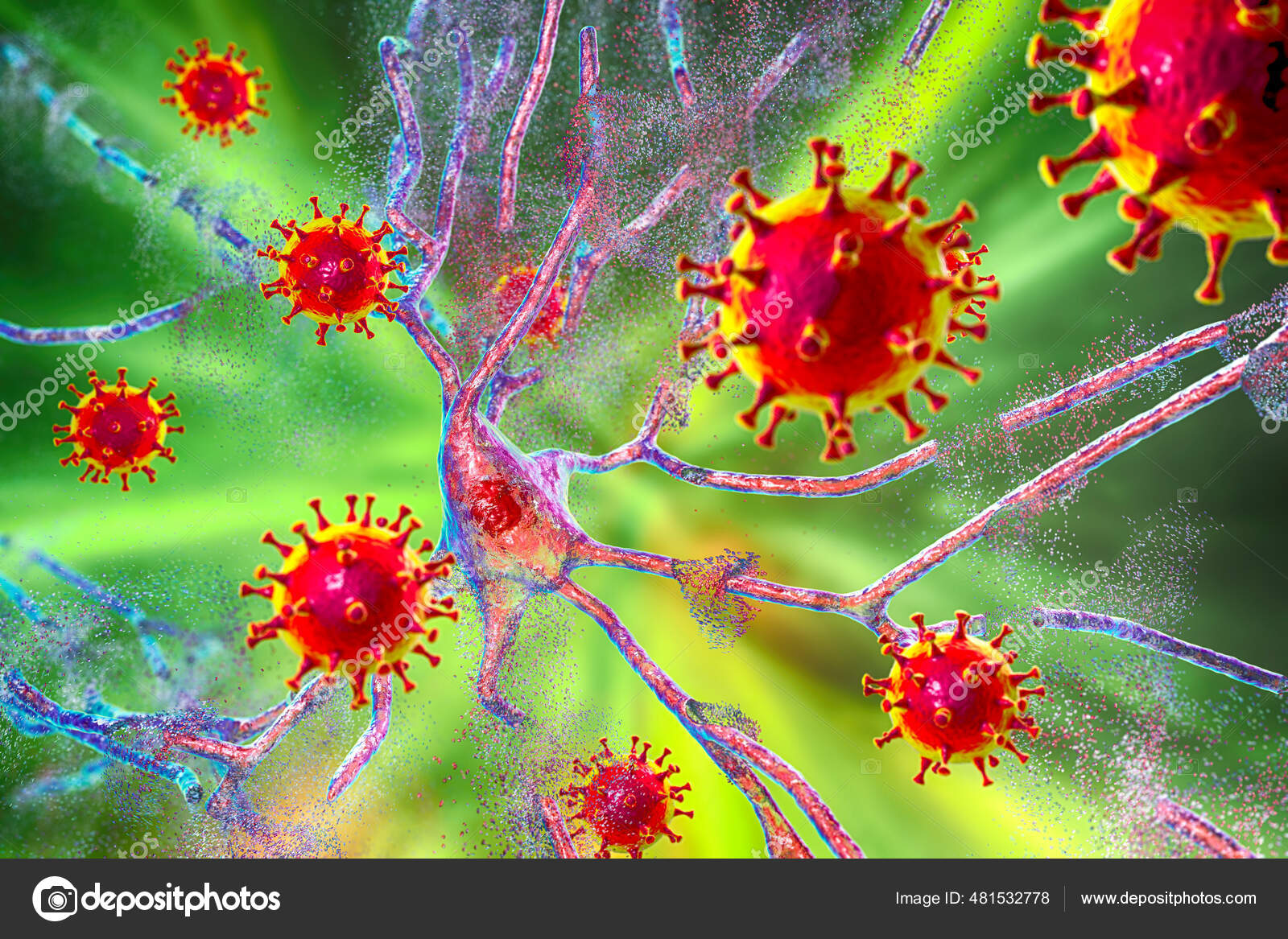 Viruses Infecting Neurons Neuronal Destruction Concept Brain Infection ...