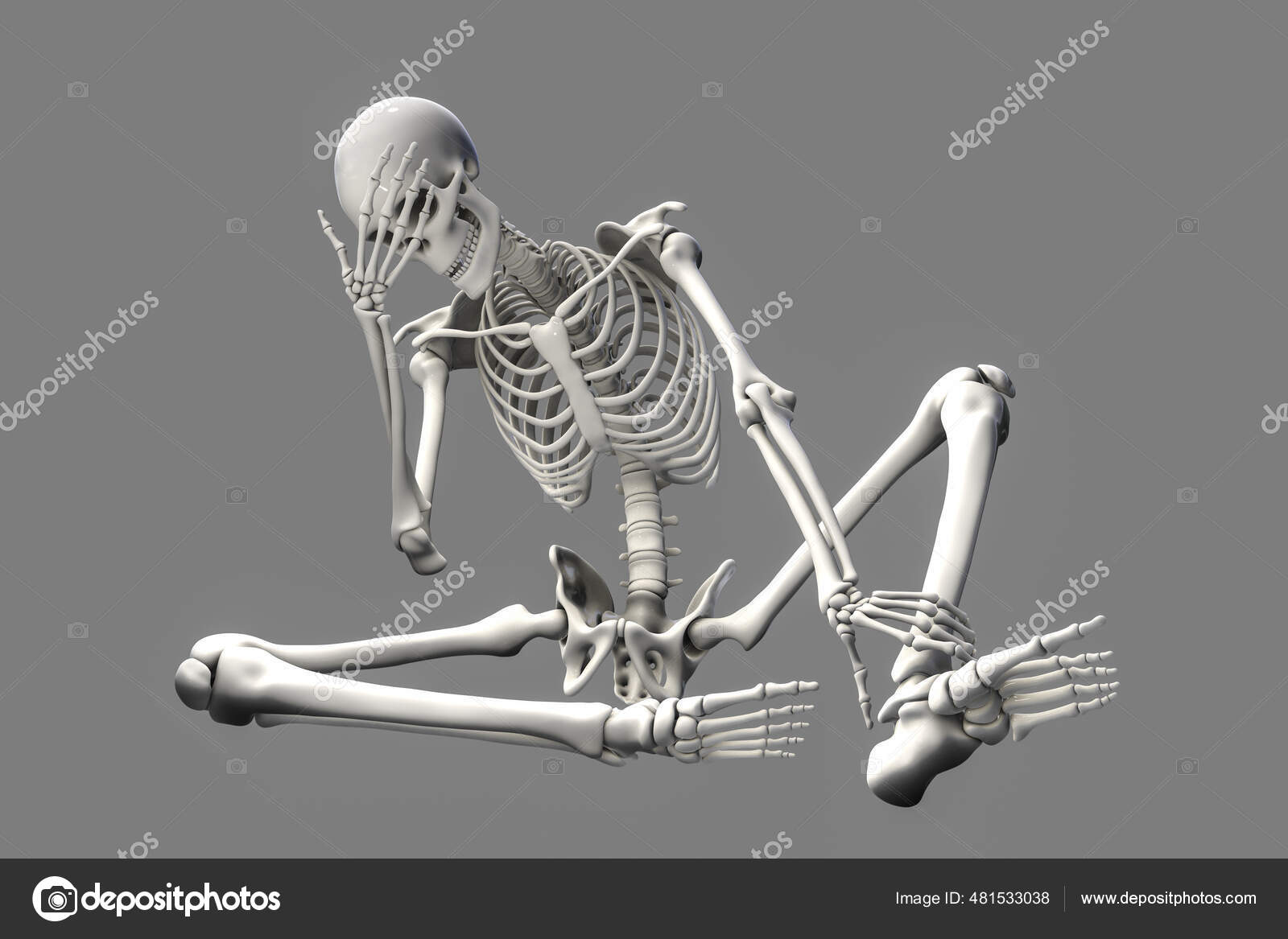 Human Skeleton Unhappy Frustrated Pose Conceptual Illustration Concept ...