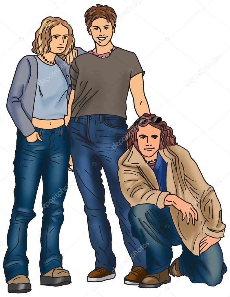Three friends stading together vector illustration Stock Vector Image ...