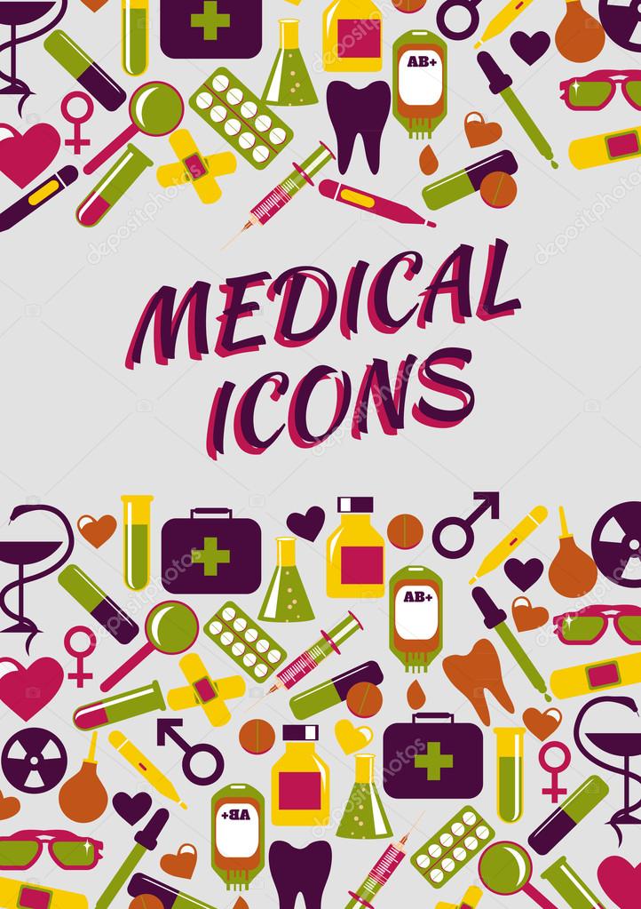 Medical icons on a grey background. Vector illustration. Stock Vector by ©Marina_Art 81413632