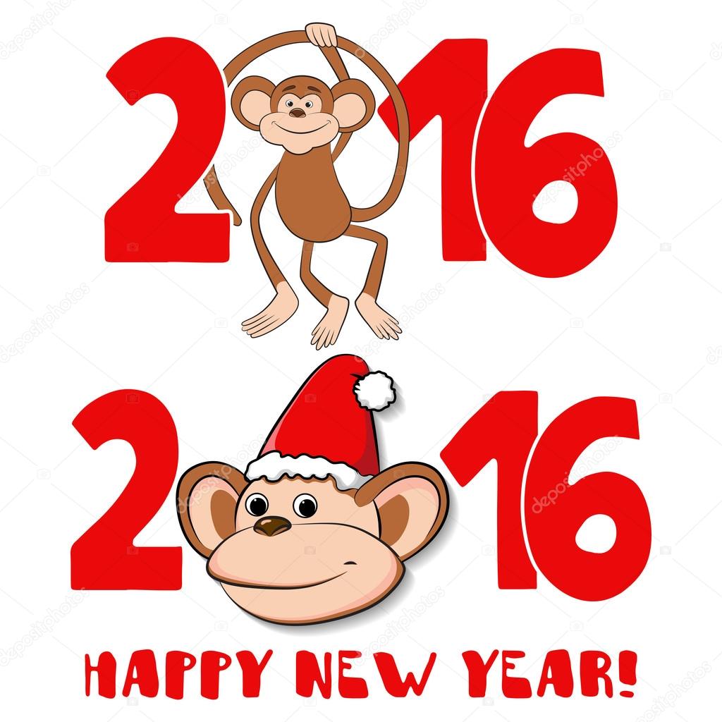 Monkeys. Set Symbol of New Year 2016. Stock Vector Image by ©phoenix ...