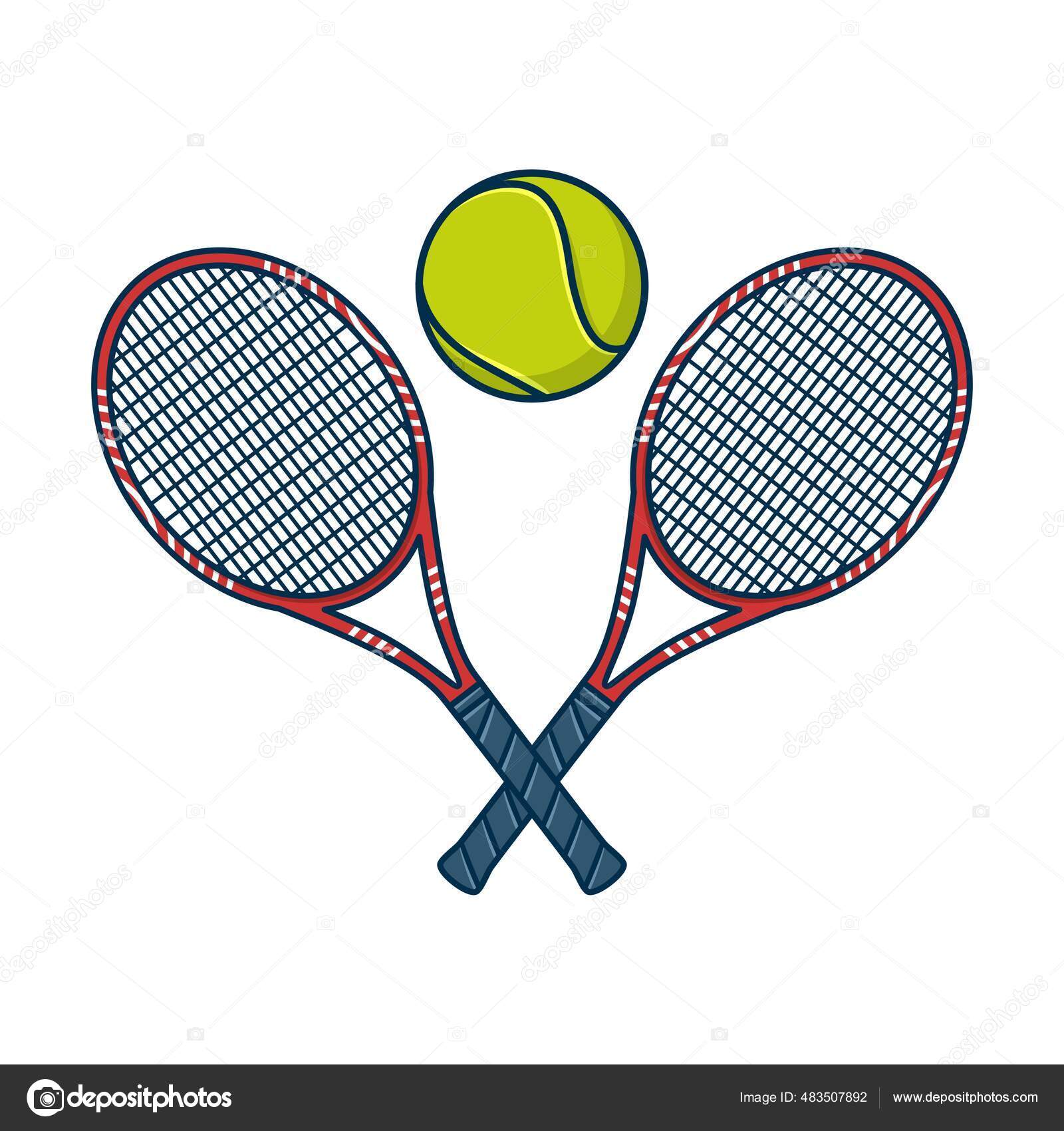 Tennis Rackets Crossed Ball Isolated White Background Stock Vector ...