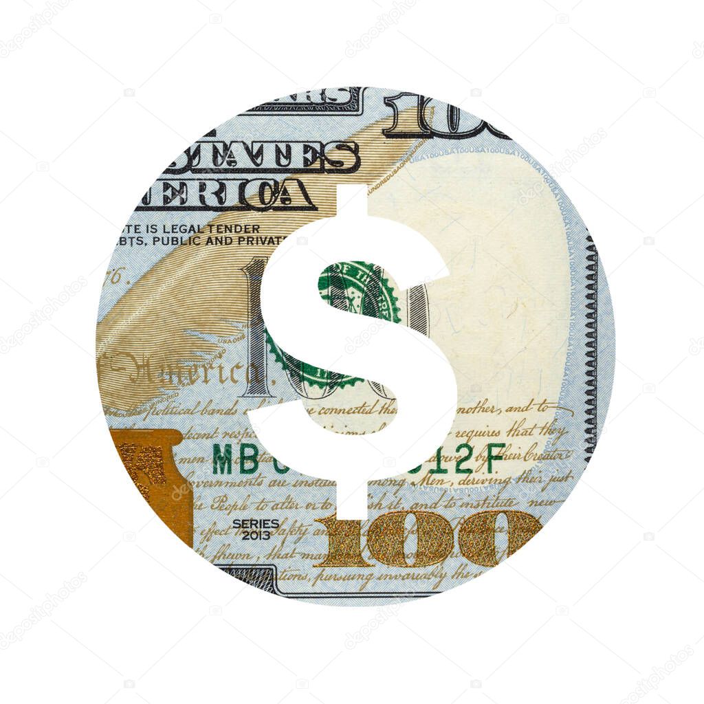 Icono de Signo del Dólar Americano con Real 100 Dólares Anversos ...