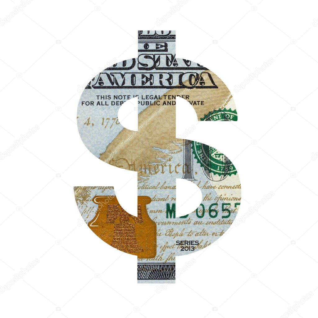 Icono de Signo del Dólar Americano con Real 100 Dólares Anversos ...