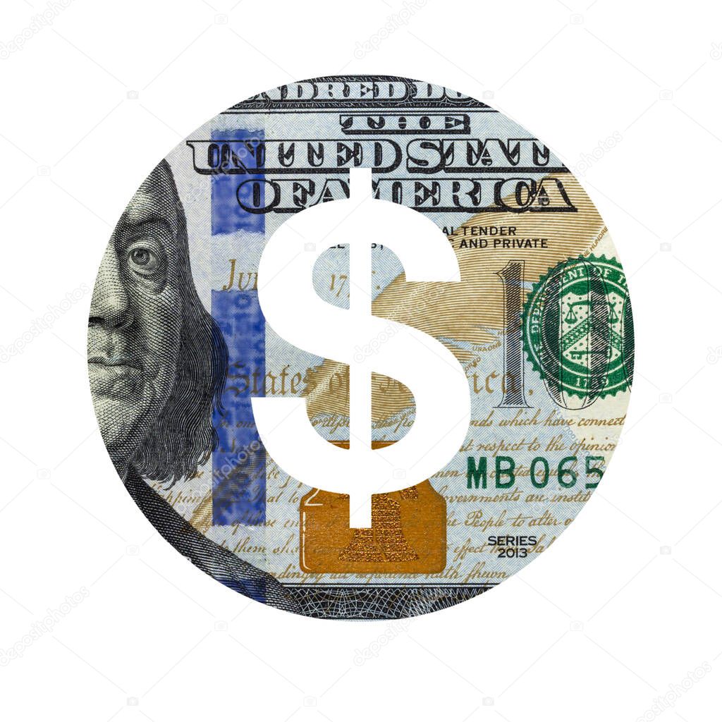 Icono de Signo del Dólar Americano con Real 100 Dólares Anversos ...