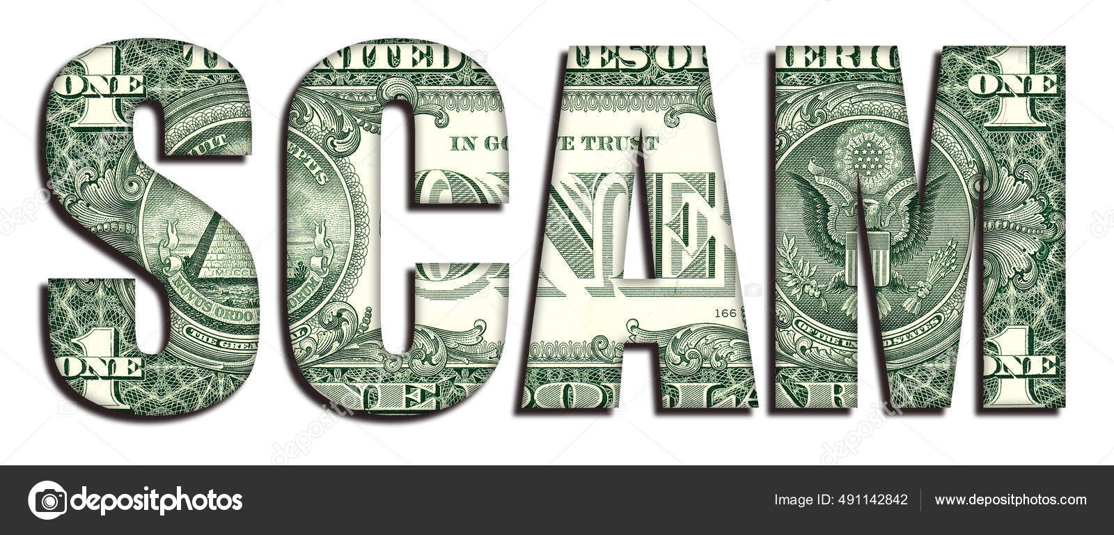 Scam Concept Word Dollar Banknote Money Texture White Background ...