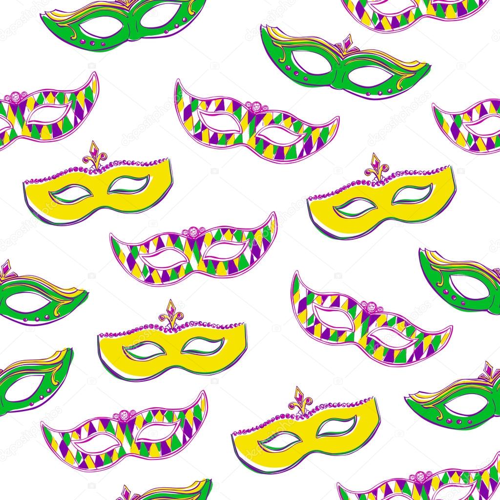 Seamless pattern with colorful masks — Stock Vector © aninata #97457384