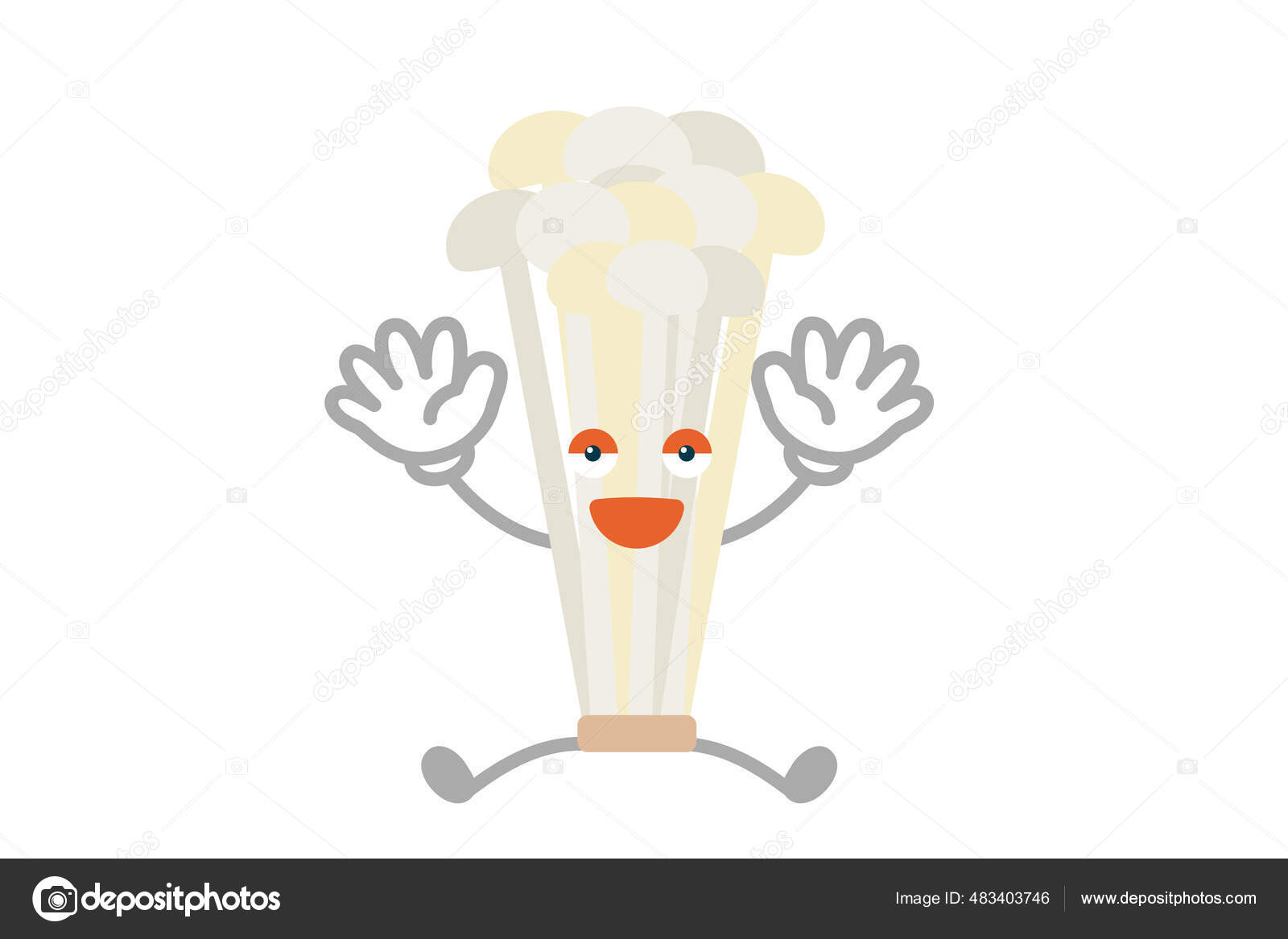 Vector Illustration Simple Cute Enoki Character Jump Stock Vector by ...