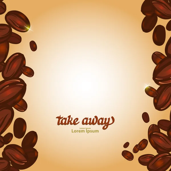 Vector illustration background with brown color coffee beans on light ...