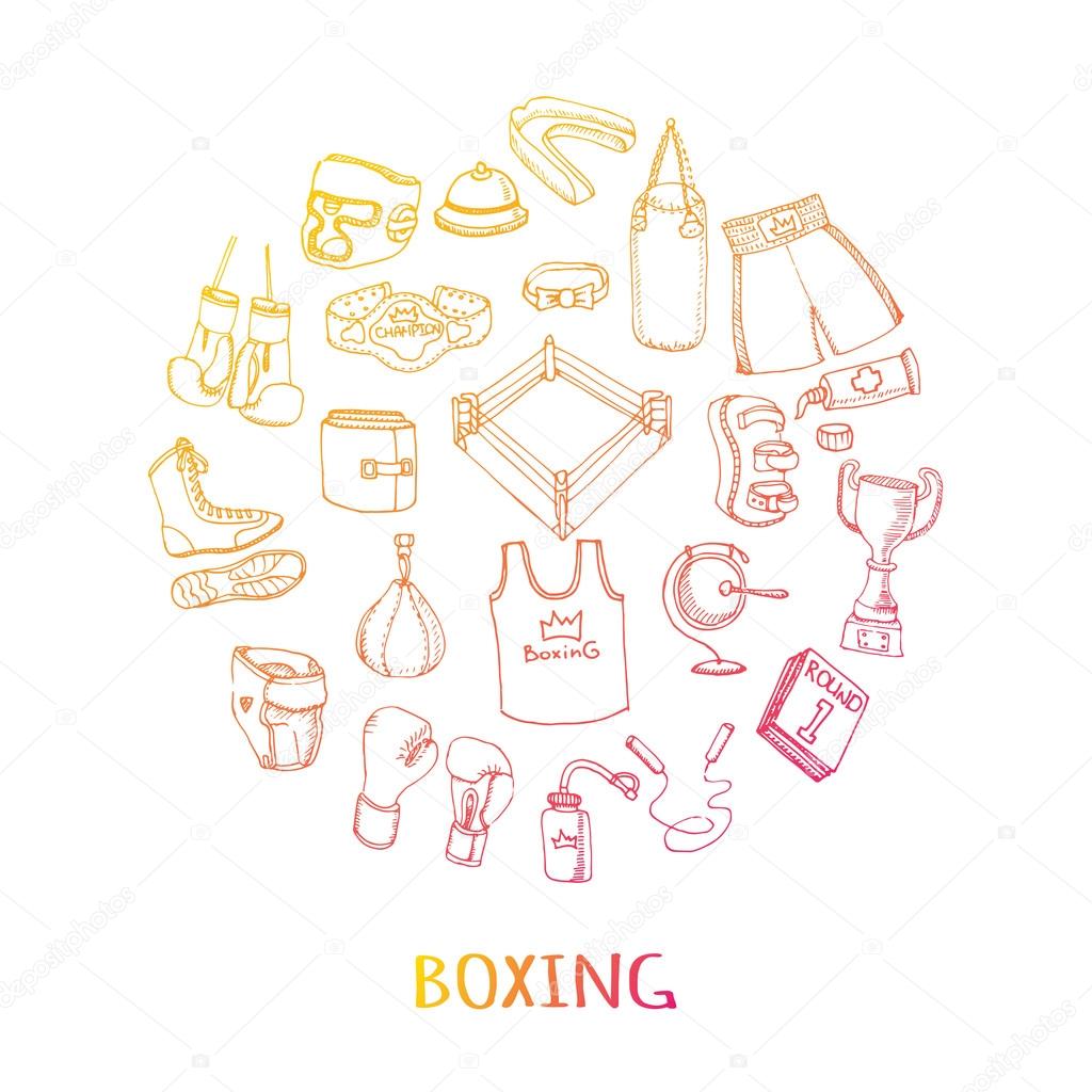 Doodle boxing set Stock Vector by ©Natasha_Pankina 96662452