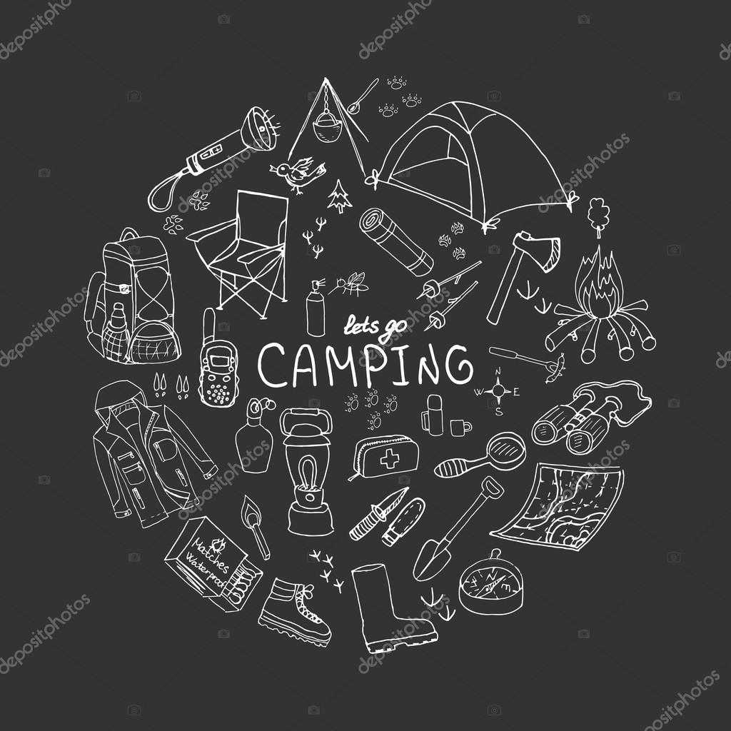 Equipos de camping símbolos e iconos Vector de stock #96662820 de ...