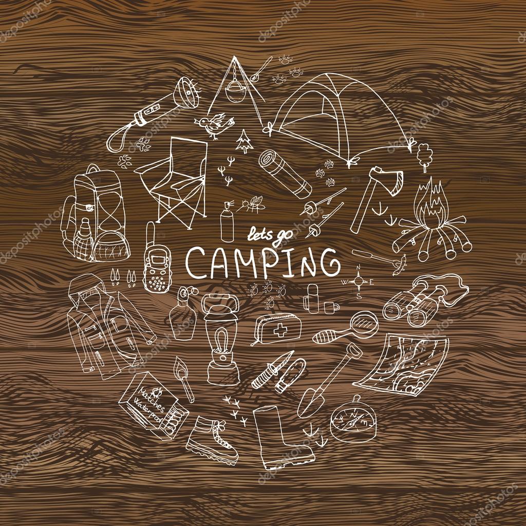 Equipos de camping símbolos e iconos Vector de stock #96663016 de ...