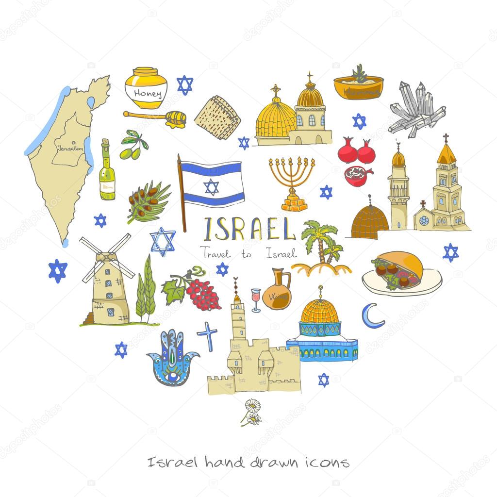 Hand drawn Israel icons Stock Illustration by ©Natasha_Pankina #96666758