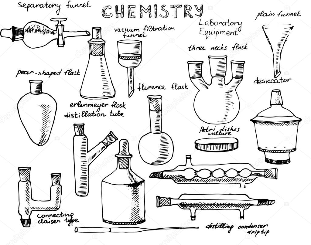 Distilling Flask Drawing