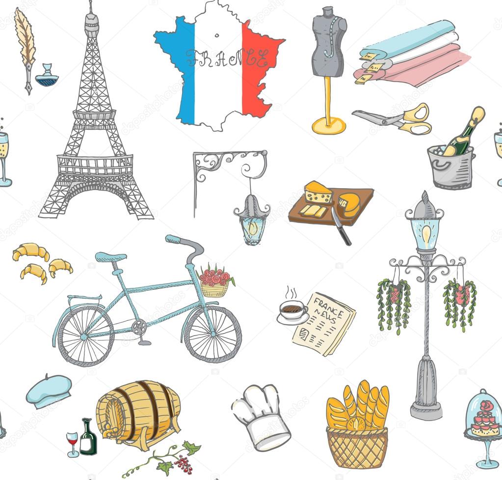 Set of hand drawn French icons — Stock Vector © Natasha_Pankina #96671356