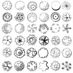 A set of treetop symbols, for architectural or landscape design — Stock ...