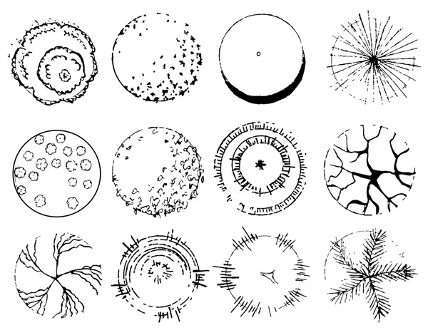 A set of treetop symbols, for architectural or landscape design — Stock ...