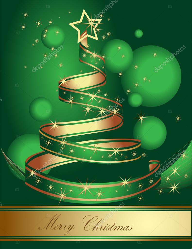 Stilisierter Weihnachtsbaum mit Band. Vektorillustration. Stock ... Stilisierter Weihnachtsbaum mit Band. Vektorillustration. Stock ...