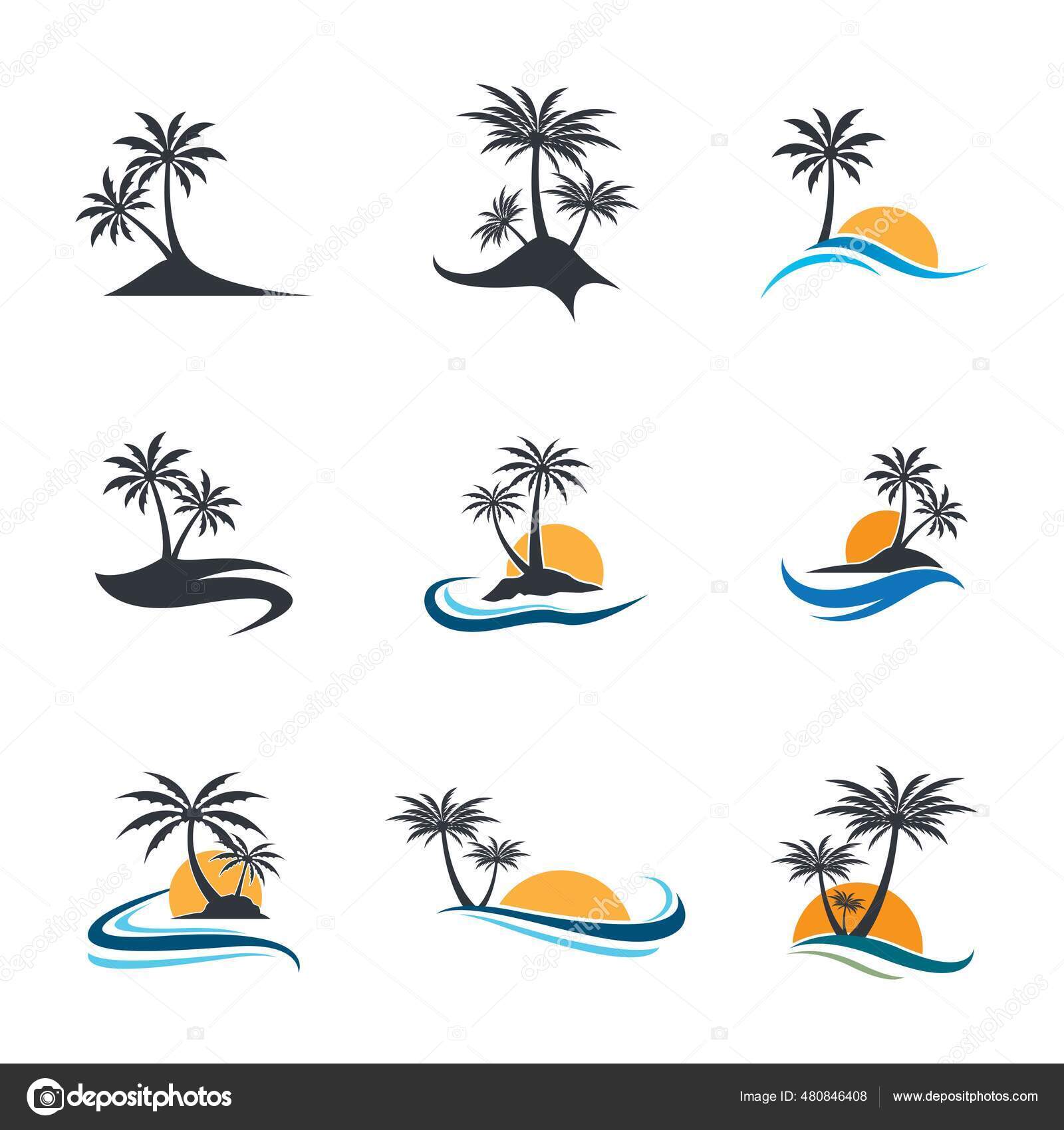 Palmera Vector Verano Icono Ilustración Vector de Stock de ...