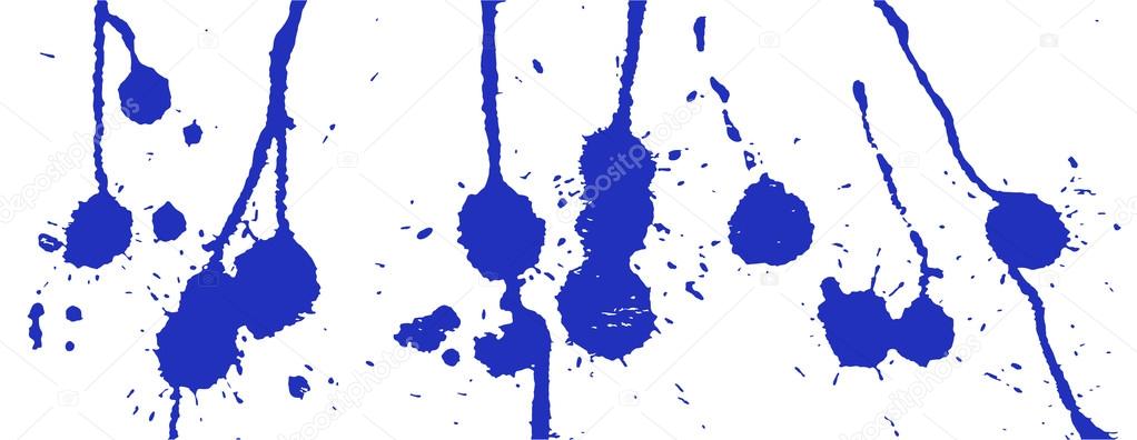 Blue ink splash. Paint splatter. Blue blots on white. Ink stains. Ink ...