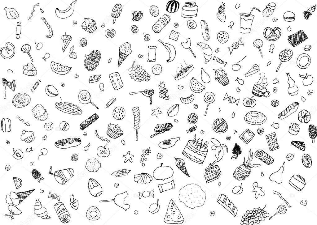 Hand-drawn black and white doodle background Stock Illustration by ...