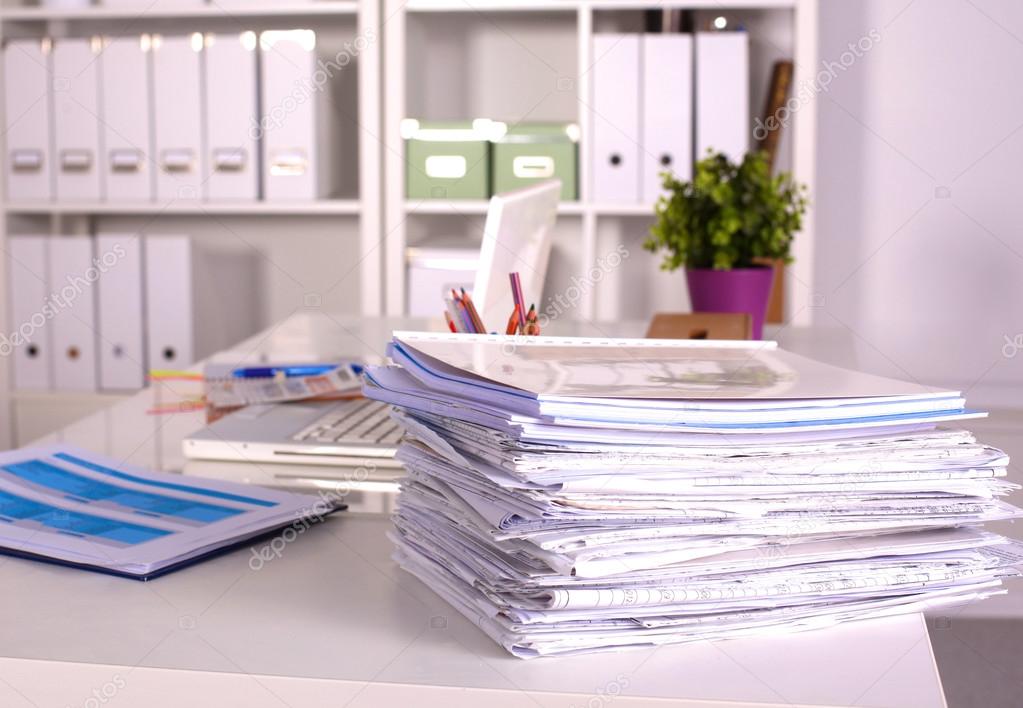 File Stack, file folder with white background Stock Photo by ...