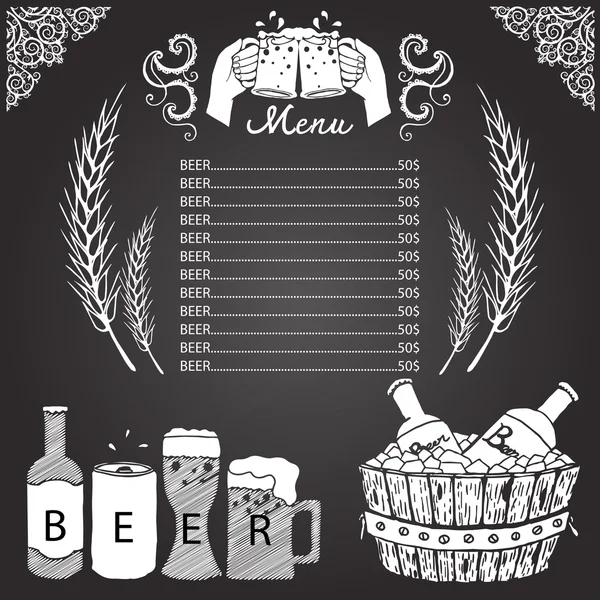 Beer menu hand drawn on chalkboard Stock Vector Image by ©somjaicindy ...
