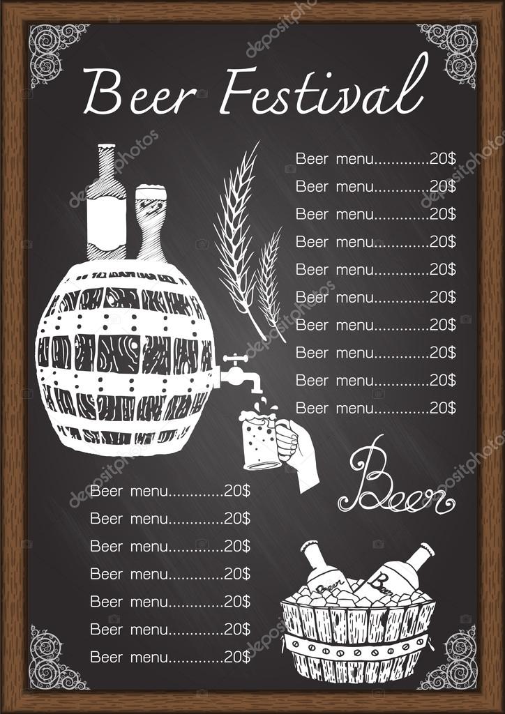 Beer menu hand drawn on chalkboard Stock Vector by ©somjaicindy@gmail ...