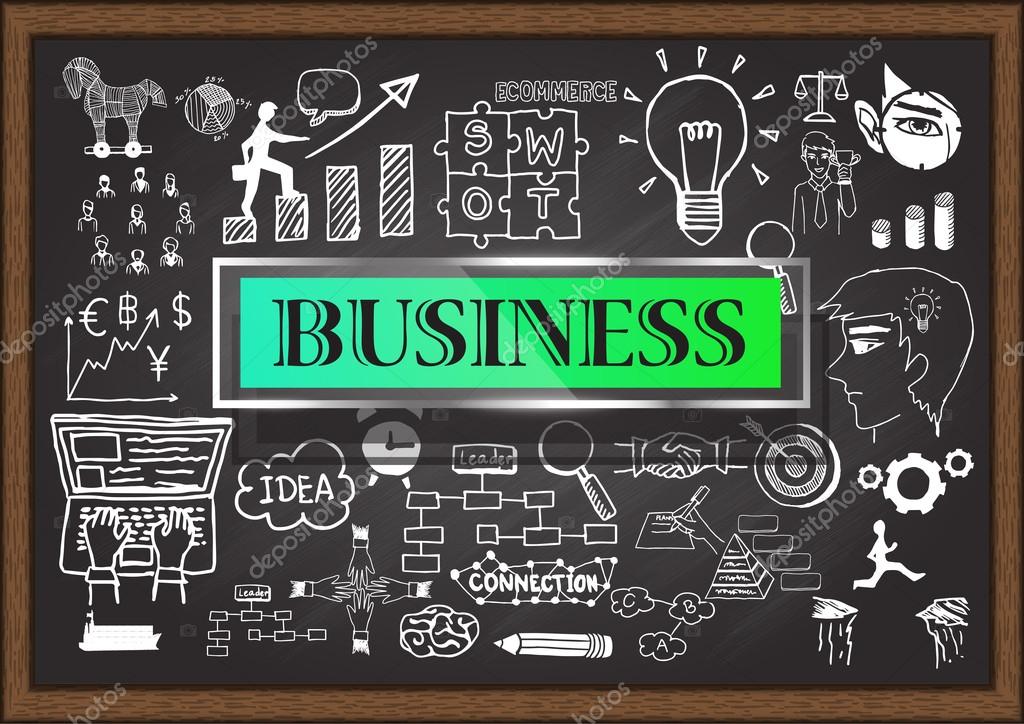 Hand drawn BUSINESS on chalkboard Stock Vector Image by ©somjaicindy ...