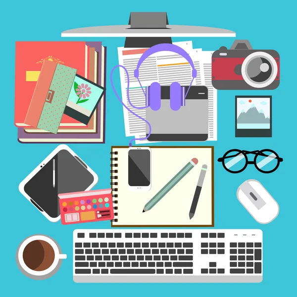 Flat design illustration of office workspace. — Stock Vector © abert84 ...