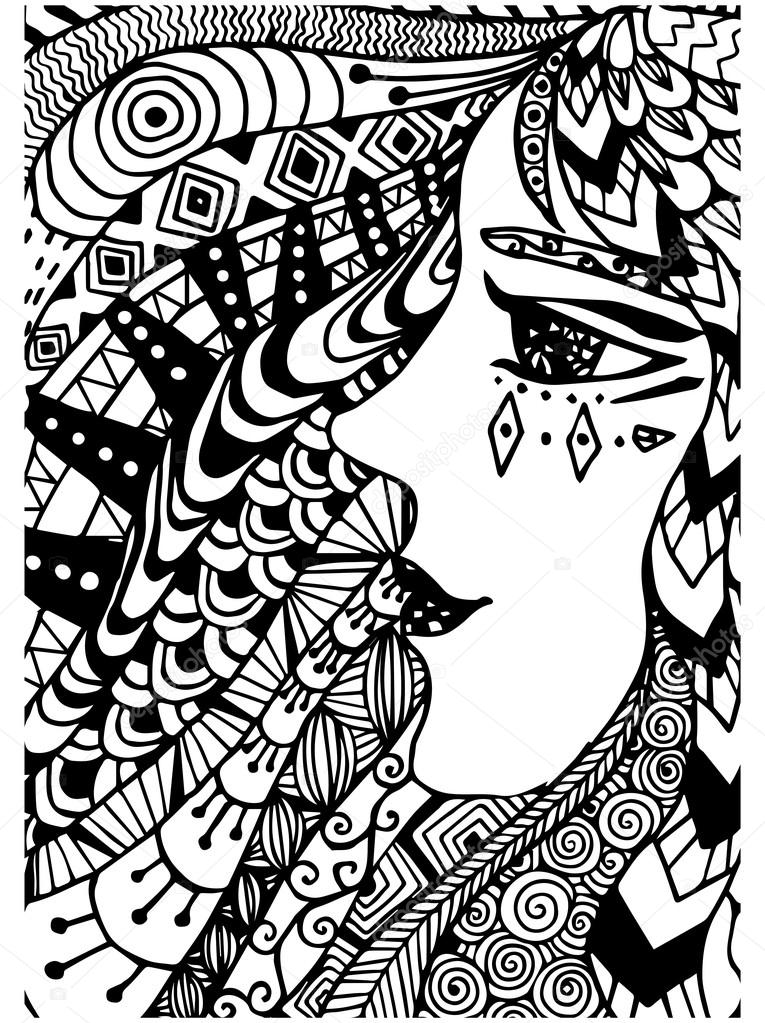 Pattern for coloring book. Ethnic,woman, Stock Vector Image by ...