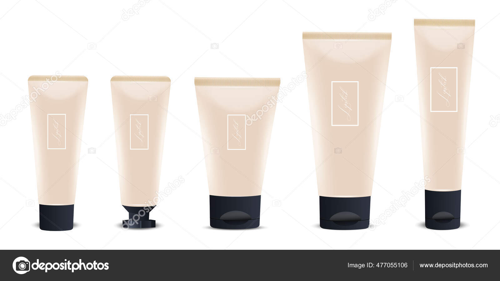Vector Realistic Plastic Beige Tube Packaging Black Cap White ...