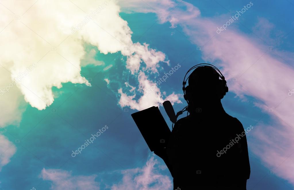 Silhouette or shadow of girl background for singing learning — Stock ...