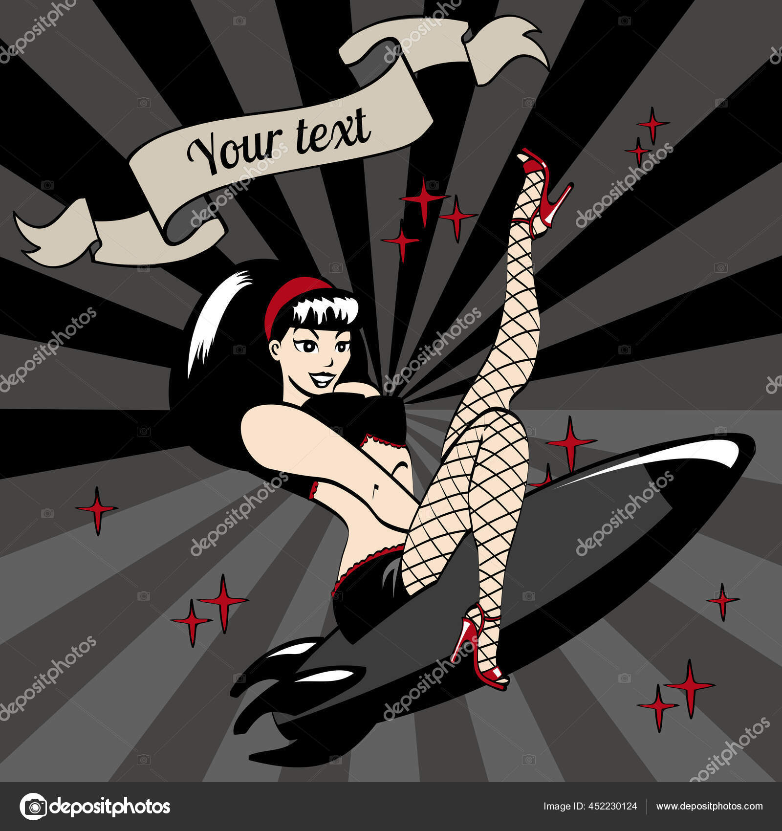 Pin Sexy Girl Bomb Ribbon Text Vector Stock Vector By ©lucemmecul 452230124