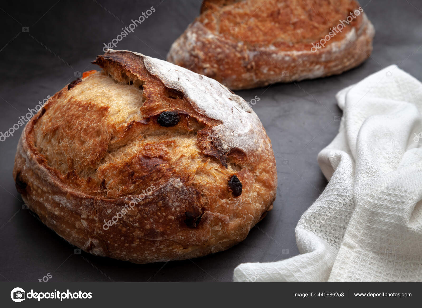 Sourdough Bread Mixed Fruits Nuts Dark Cement Background — Stock Photo ...