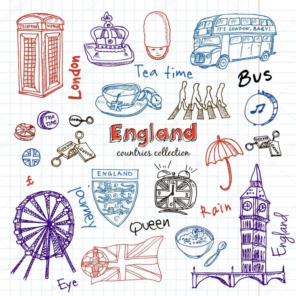 Hand drawn doodle England symbols set Stock Vector Image by ©Fafarumba ...