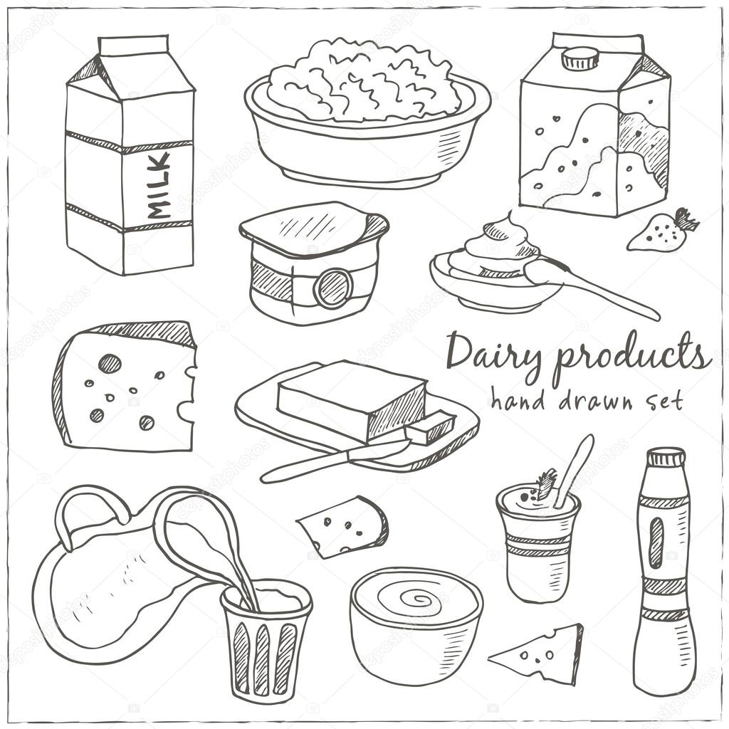 Dairy Products Hand Drawn Decorative Icons Set Stock Vector Image By
