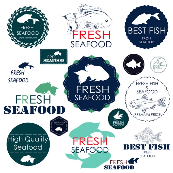 Seafood labels — Stock Vector © emberstock #11006743