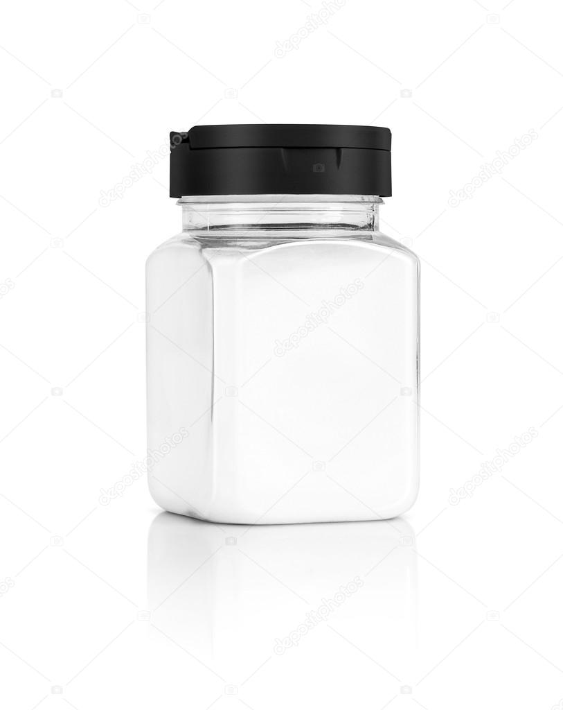 Blank packaging salt bottle isolated on white background — Stock Photo ...