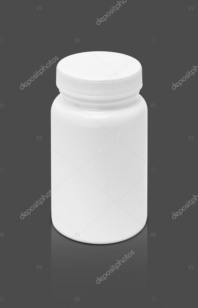 Blank packaging supplement product bottle isolated on gray background ...