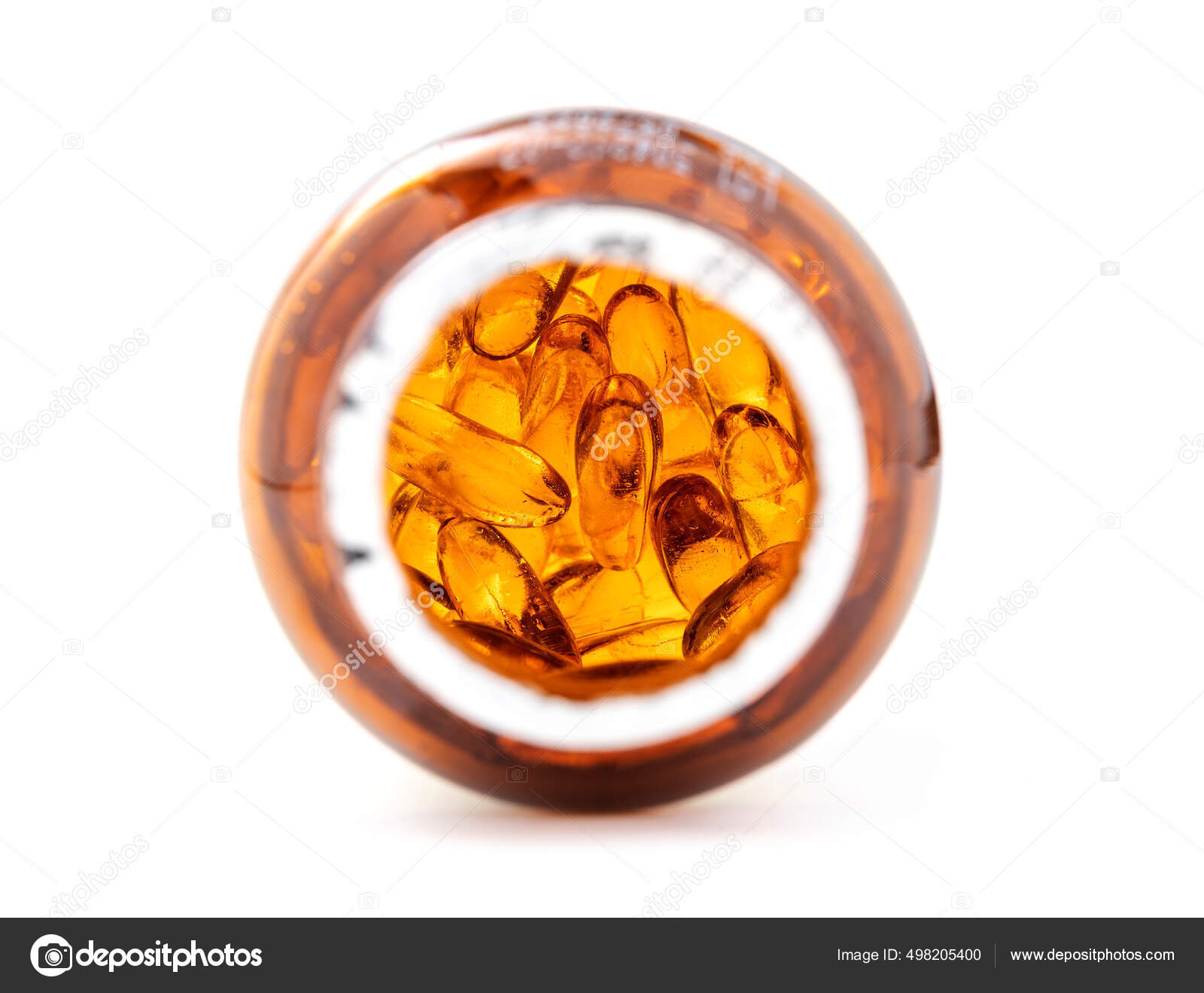 Fish Oil Supplement Capsules Opened Brown Glass Bottle Packaging ...