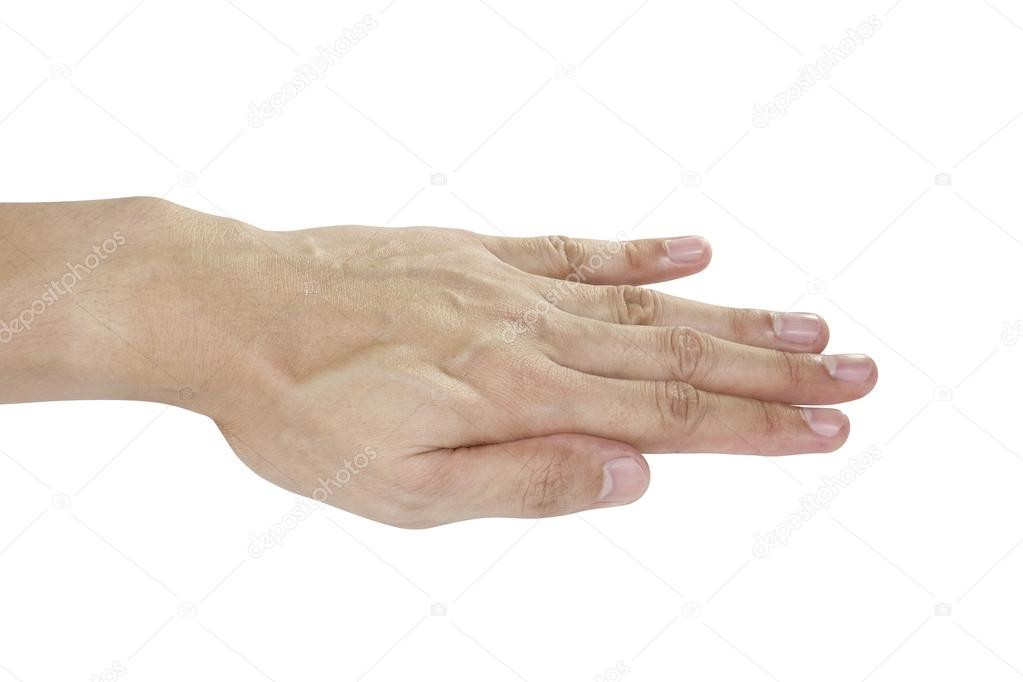 Hand upside down isolated in white background — Stock Photo ...