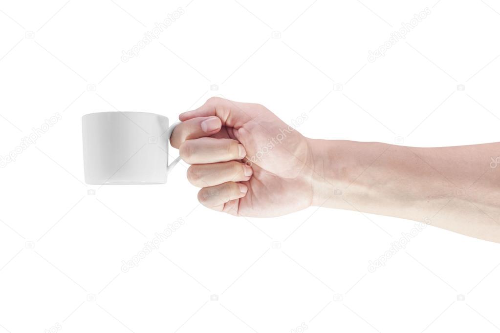 Hand with a coffee cup isolated in white background Stock Photo by ...