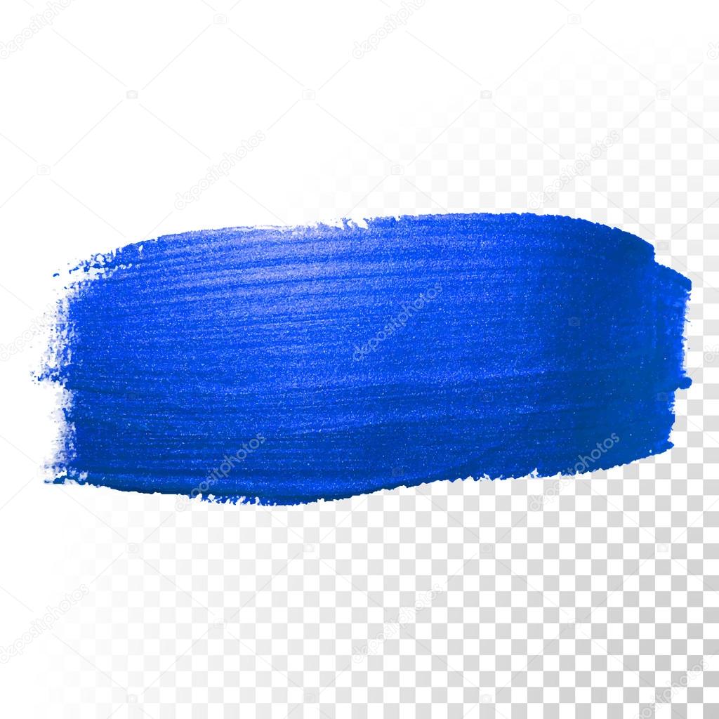Deep blue watercolor brush abstract stroke. Vector oil paint smear ...