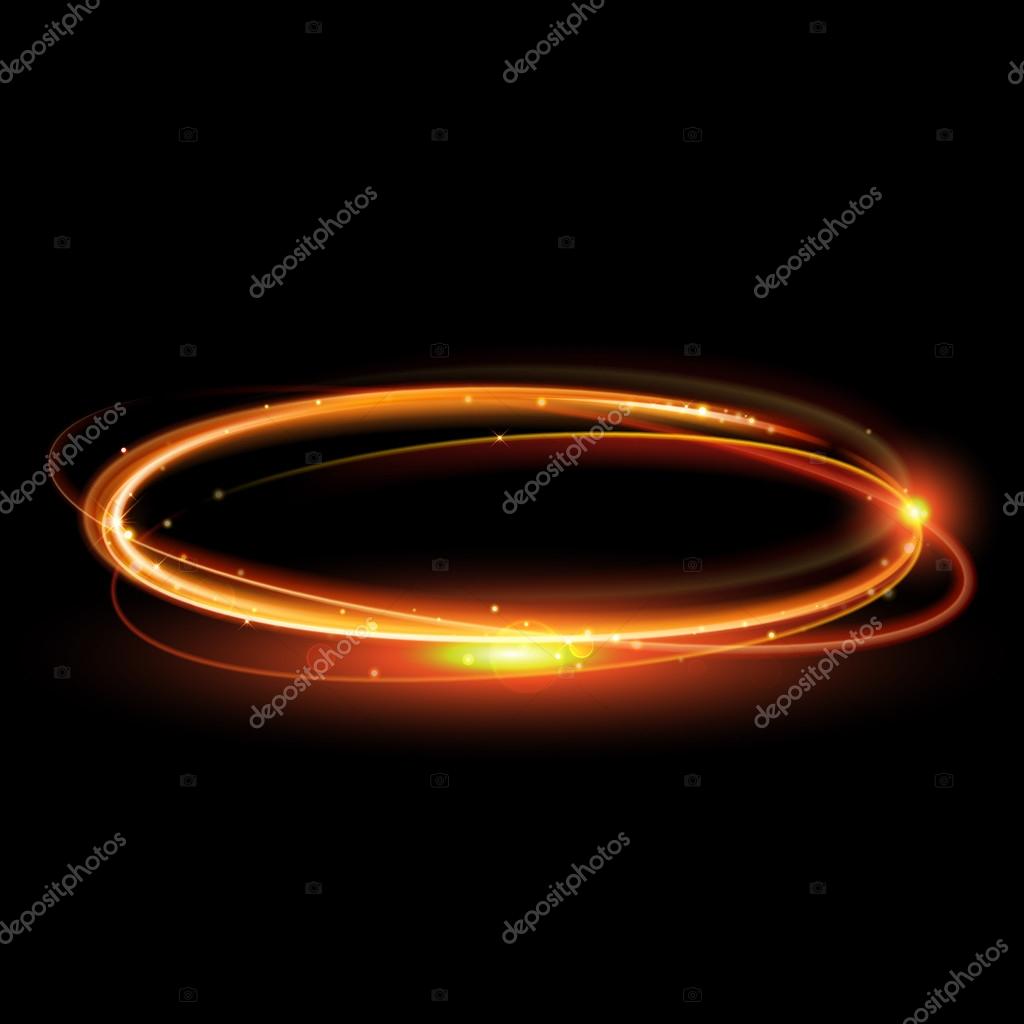 Vector magic gold circle. Glowing fire ring. Glitter sparkle swirl ...