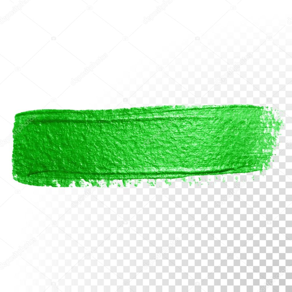 Green watercolor brush stroke. Vector oil paint smear. Polish trace ...