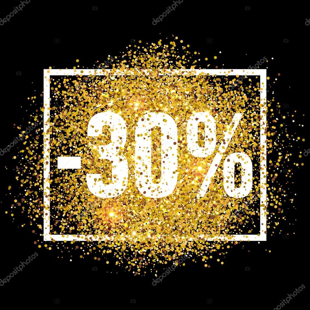 Discount promo label. Golden glitter sale tag. Stock Vector by ...