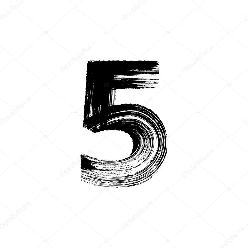Number Five 5 hand drawn with dry brush Stock Vector by ©ronedale 79005964