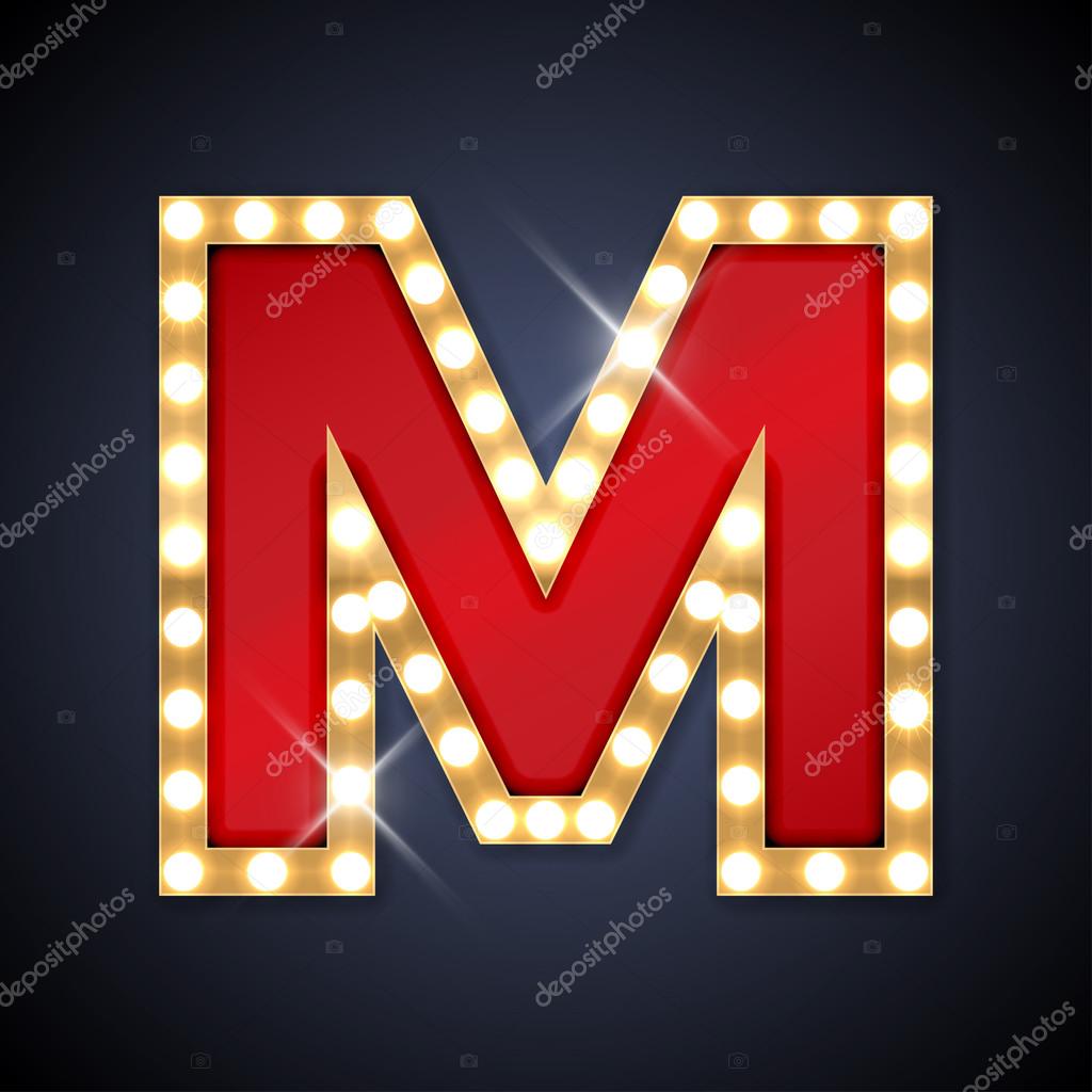 Letter M in shape of retro sing-board with lamps Stock Vector Image by ...