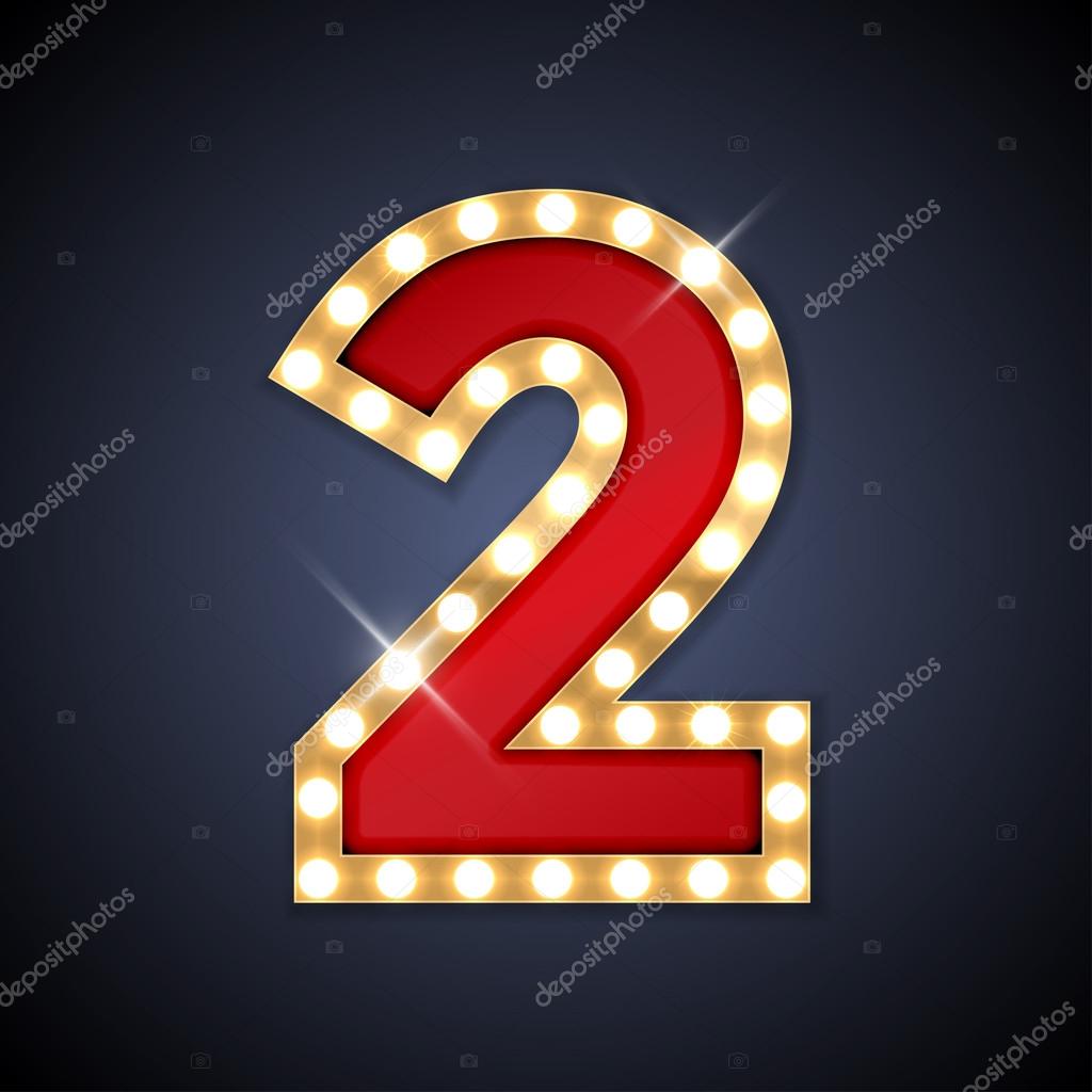 Ilustración vectorial del letrero retro realista número 2 dos 2022